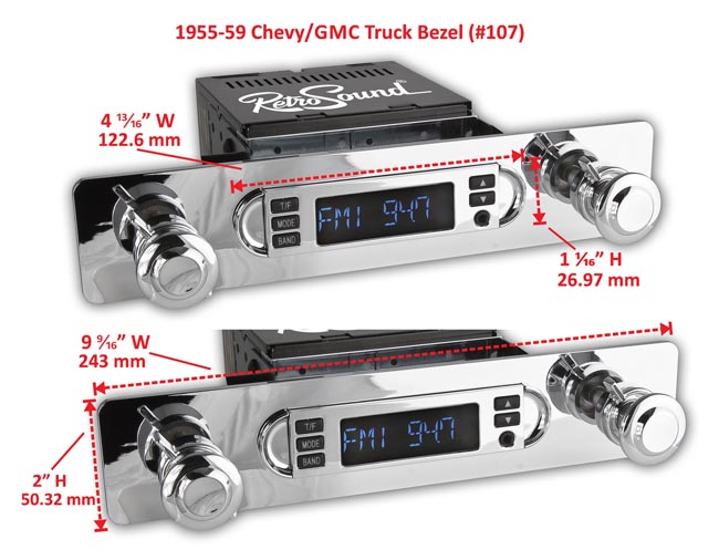 Soundlabs Group RetroSound Bezel 107 Chrome 1955-59 Chev GMC Truck